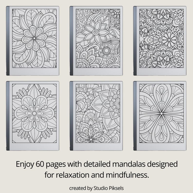 Mindful Coloring Book for Remarkable 2, Digital Adult Coloring Book ...