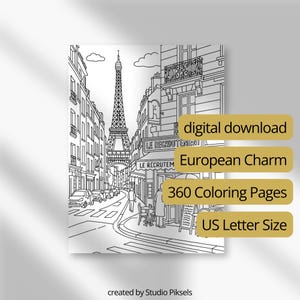 Europe Travel Coloring Book Bundle, Paris Coloring Pages, France ...