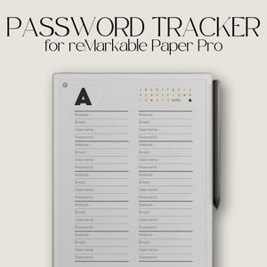 Password Tracker for Remarkable Paper Pro, Eink Password Manager ...