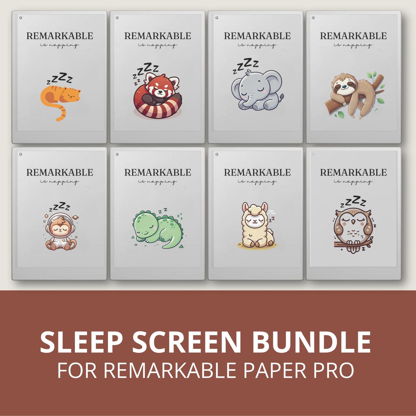 Sleep Screen Bundle for Remarkable Paper Pro Animal Design, Cover for ...