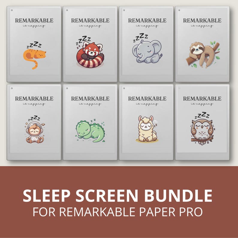 Sleep Screen Bundle for Remarkable Paper Pro Animal Design, Cover for ...