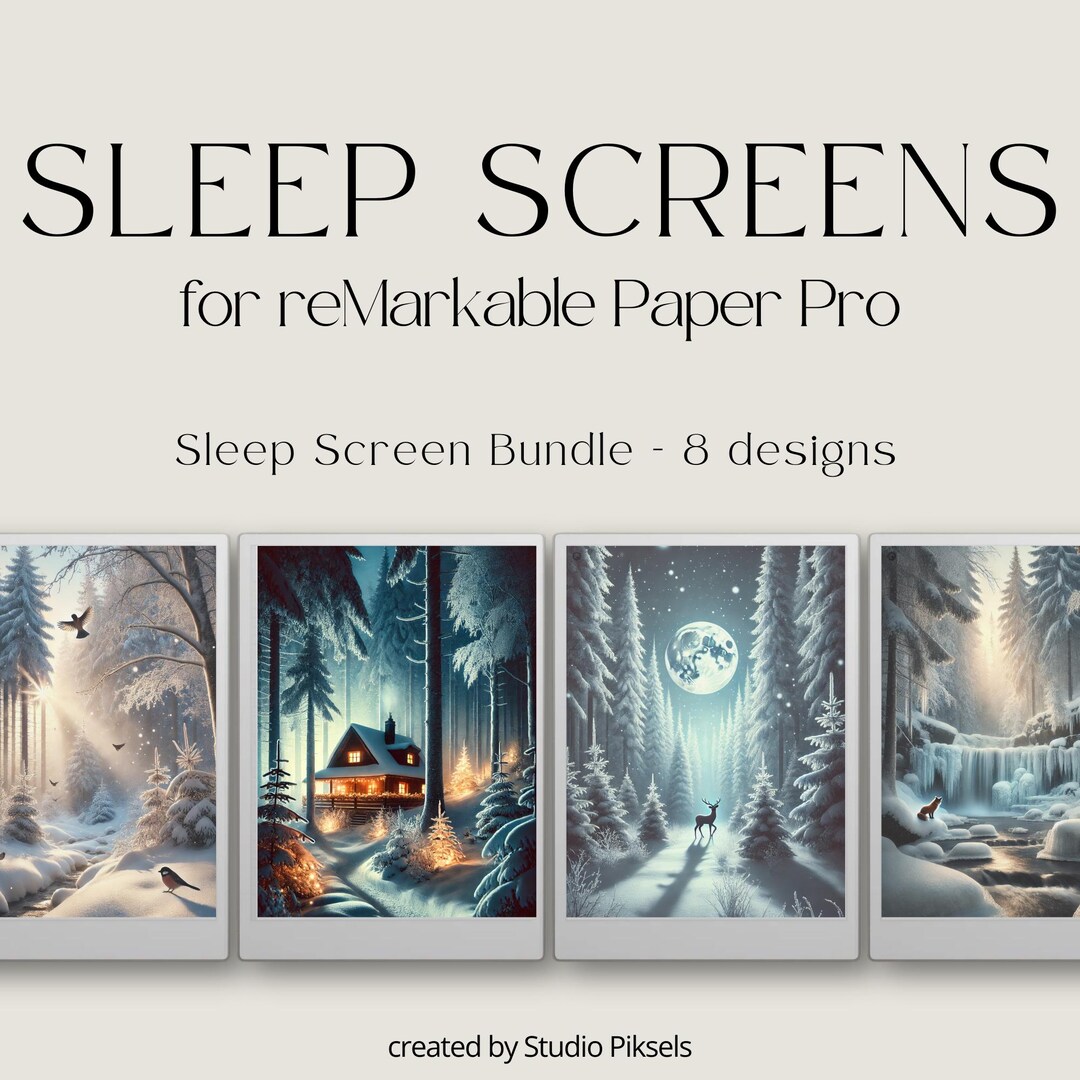 Sleep Screen Bundle for Remarkable Paper Pro Winter Scenes, Cover for ...