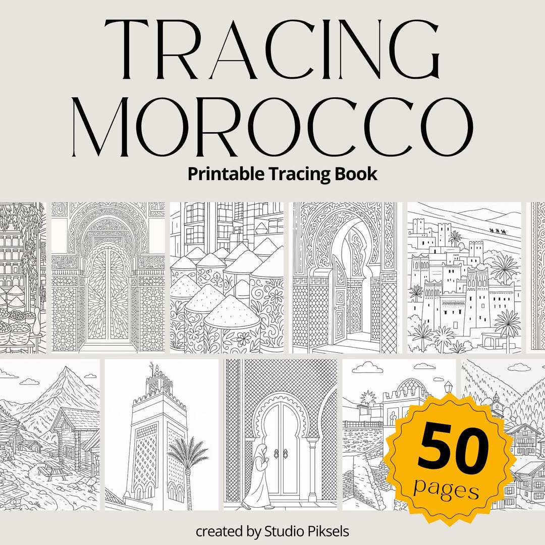 Morocco Tracing Pages, Arab World Travel Coloring Book, Morocco Tracing ...