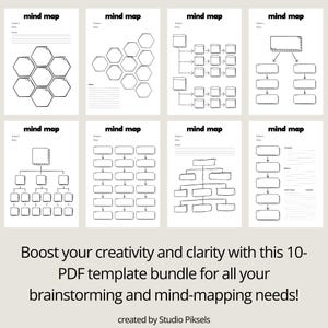 Mind Map Template Bundle, Brain Dump Template, Mind Map PDF, Concept ...