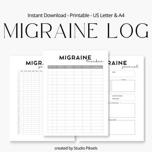 Migraine Tracker & Journal, Headache Diary, Migraine Printable ...
