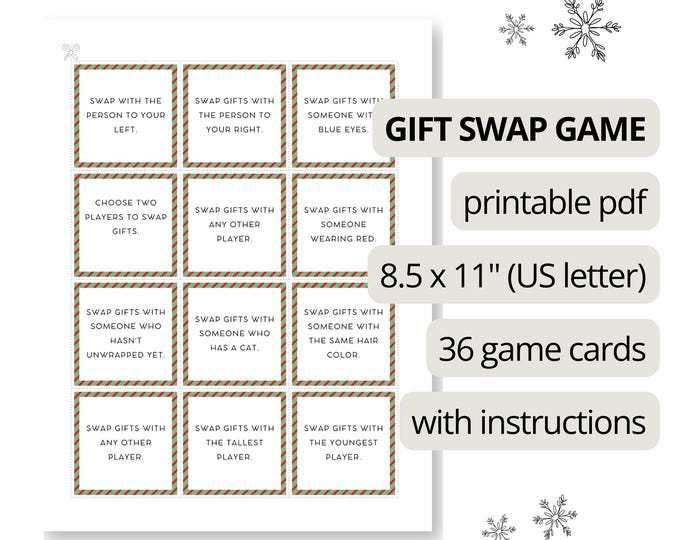 Christmas Gift Exchange Game Printable, Gift Swap Game, Secret Santa ...
