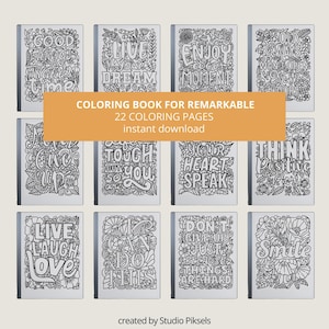Mindful Coloring Book for Remarkable 2, Digital Adult Coloring Book ...