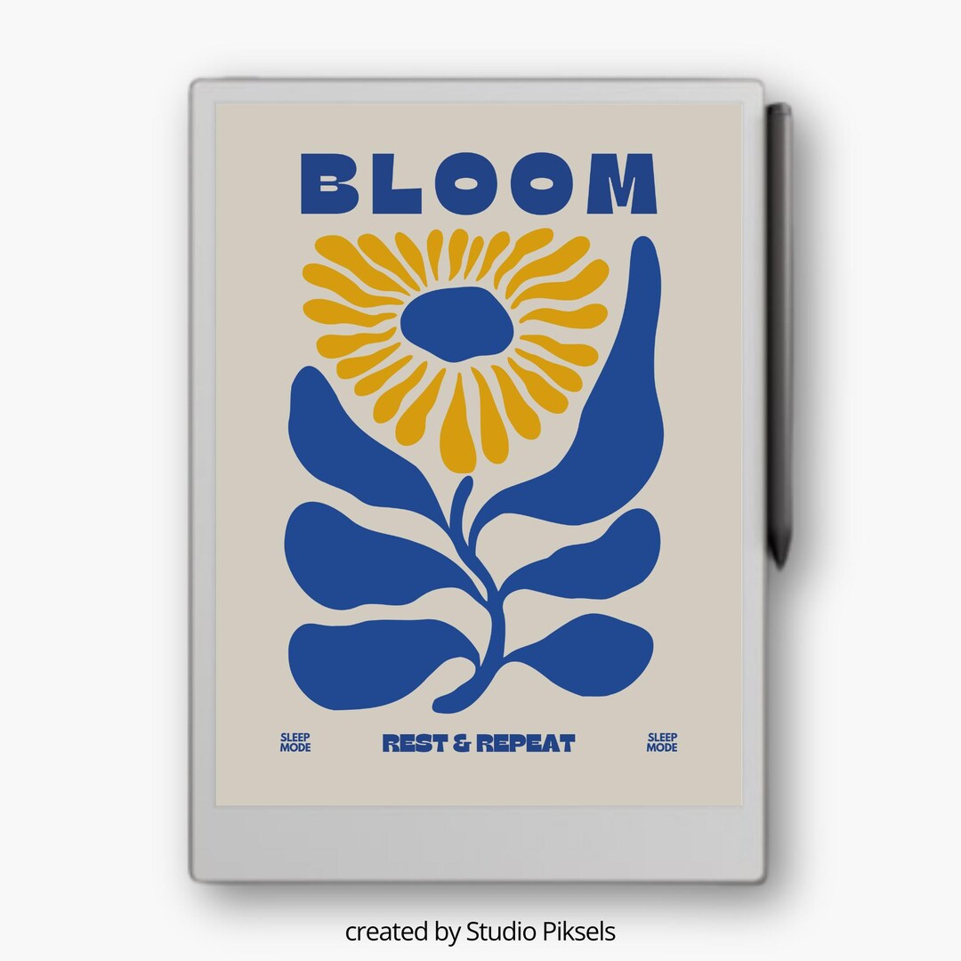 Sleep Screen for Remarkable Paper Pro With Retro Flower Print, Cover ...
