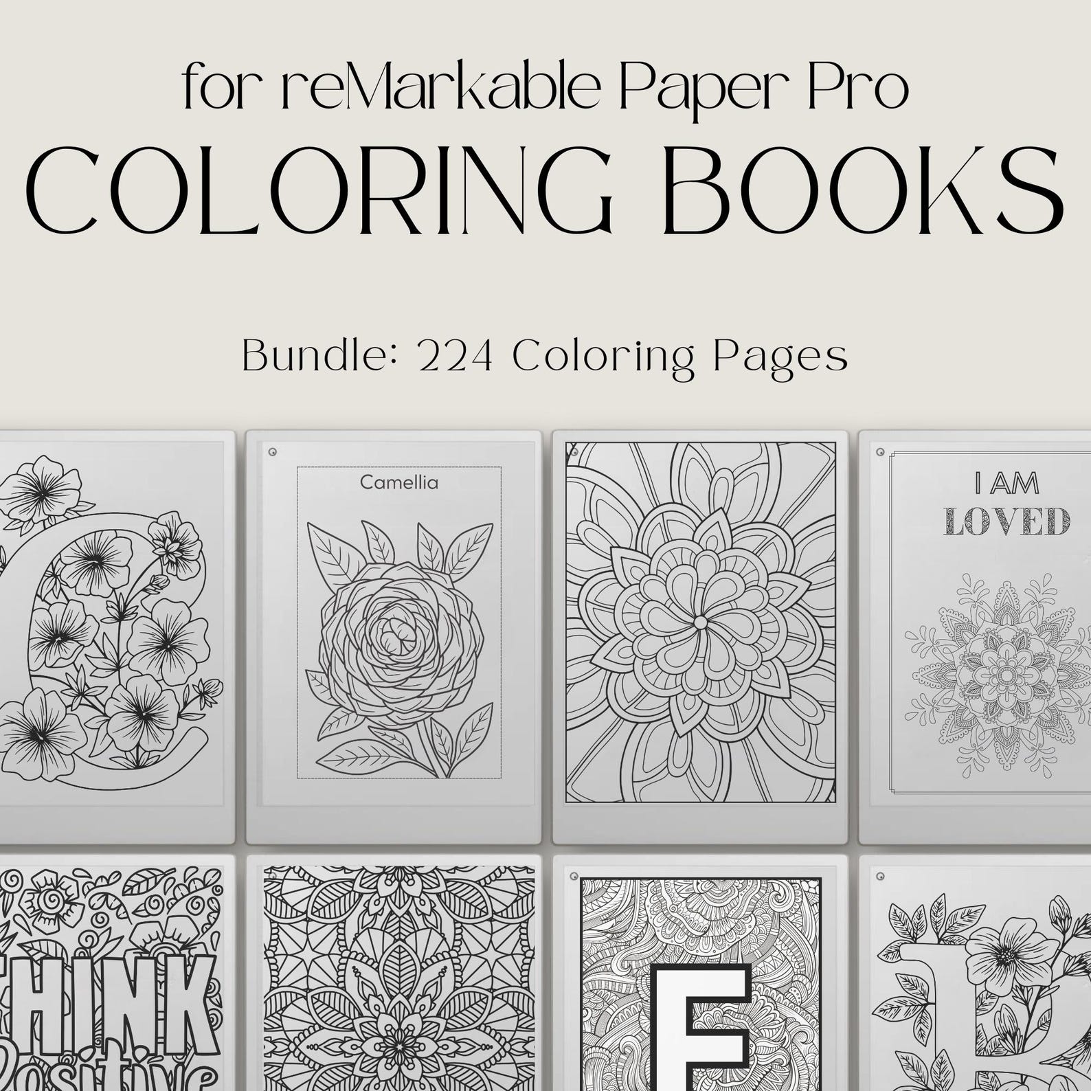 Coloring Book Bundle for Remarkable Paper Pro, Eink Adult Coloring Book ...