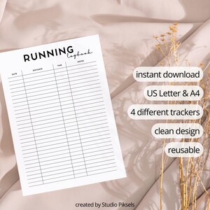 Printable Running Log PDF A4 & US Letter Size, Running Tracker PDF, 100 ...
