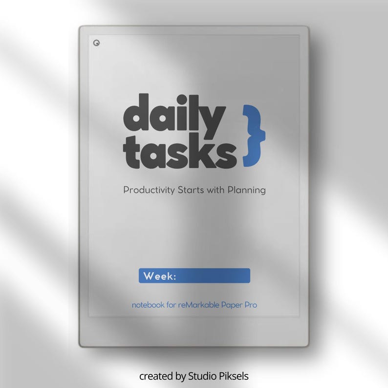 Daily Task Tracker for Remarkable Paper Pro, Checklist Template for ...