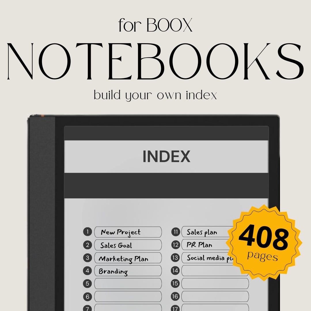 Custom Index Hyperlinked Notebook Bundle for BOOX, Brain Dump Template ...