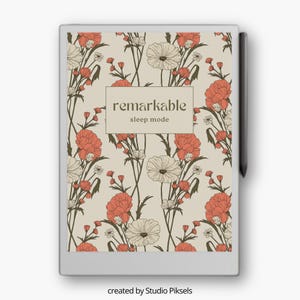 Sleep Screen for Remarkable Paper Pro With Flower Design, Cover for ...