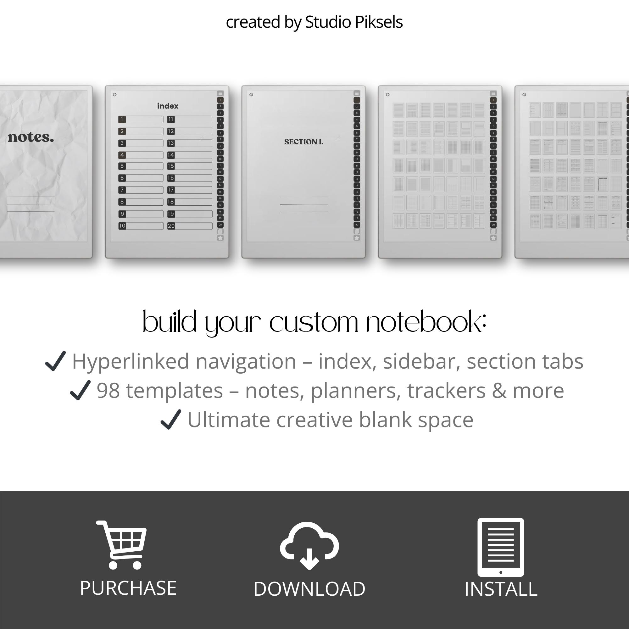 Premium Notebook for Remarkable, Unlimited Notes Template, Idea Planner ...