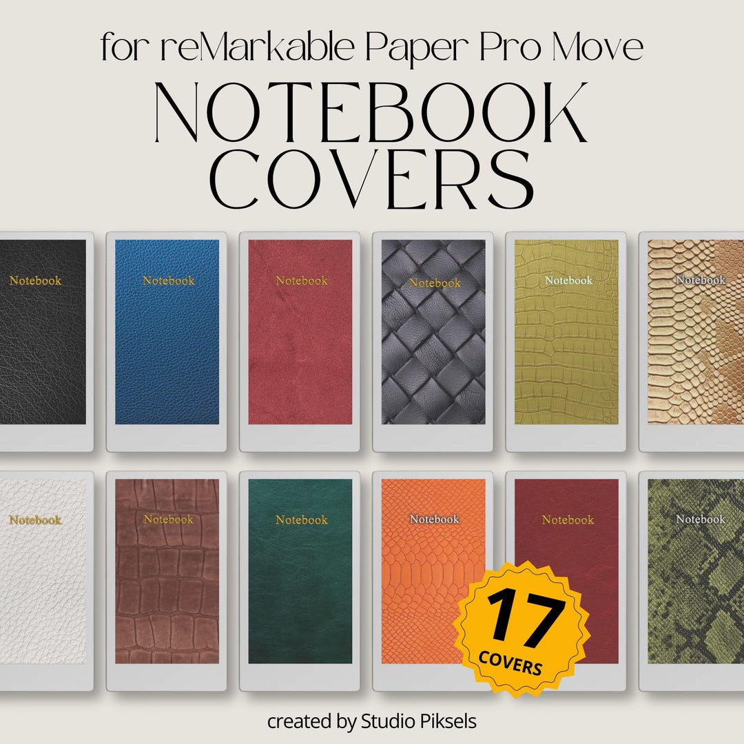 Classic Notebook Cover Bundle for Remarkable Paper Pro Move: Custom ...