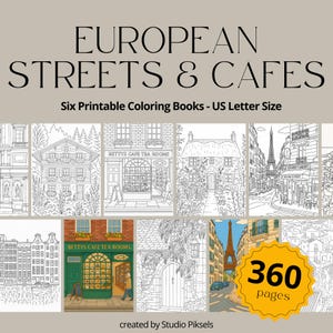 Europe Travel Coloring Book Bundle, Paris Coloring Pages, France ...