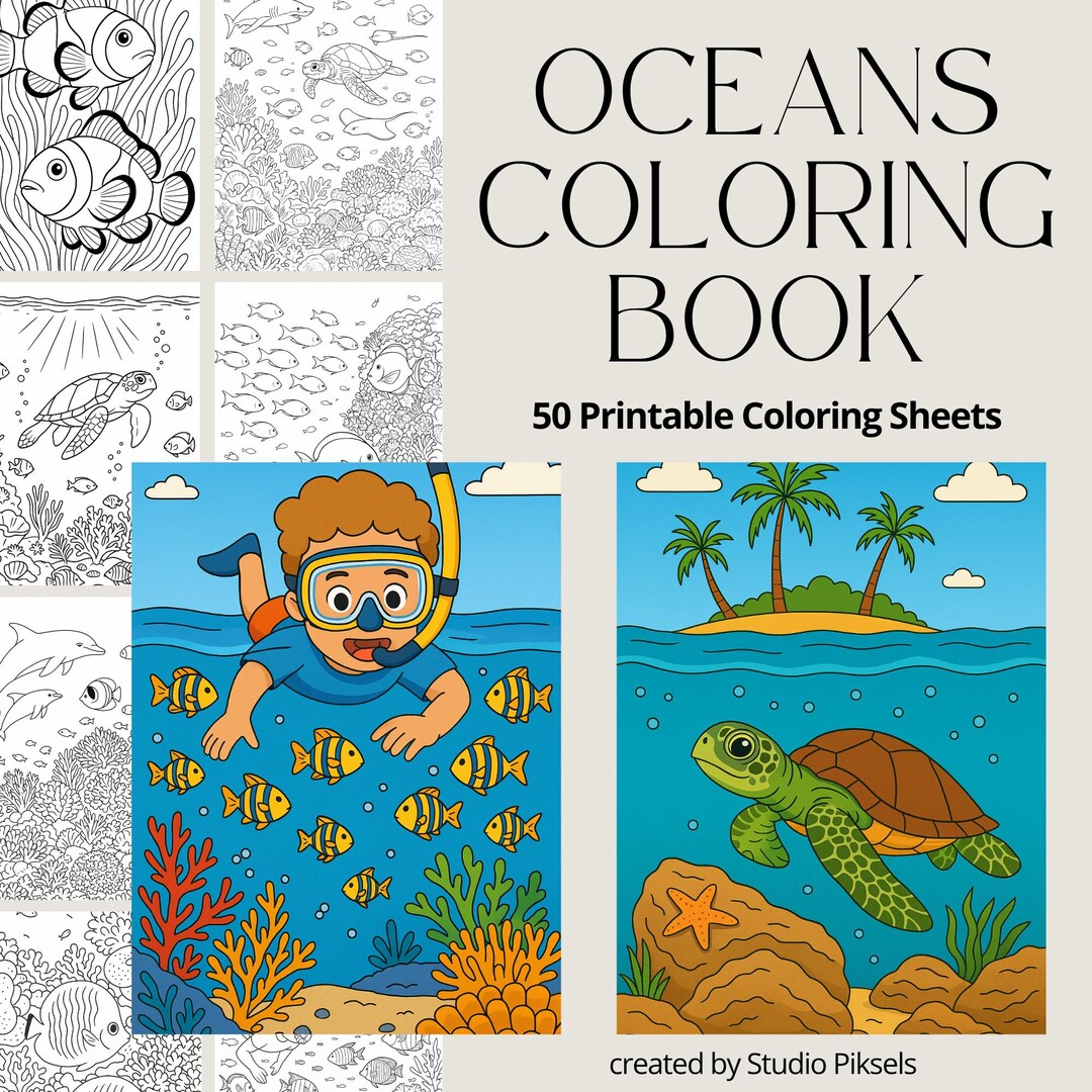 Ocean Scene Coloring Book, Ocean Life Coloring Pages, Ocean Fish Color ...