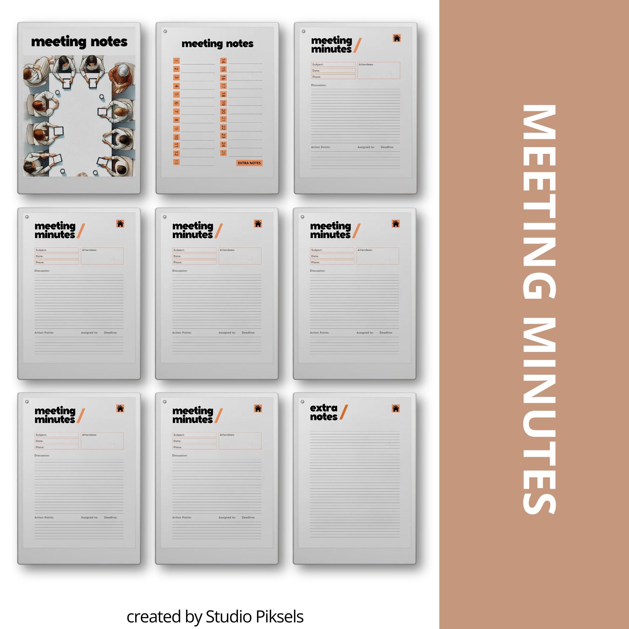 Hyperlinked Meeting Minutes Notebook for Remarkable Paper Pro, Meeting ...