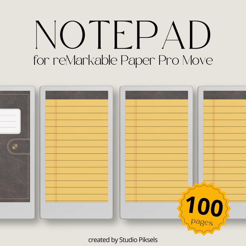 Legal Pad Paper Notebook for Remarkable Paper Pro Move: Yellow Notebook ...