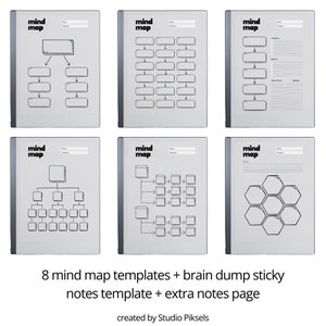 Mind Map Template for Remarkable, Sticky Notes, Mind Map Bundle for ...