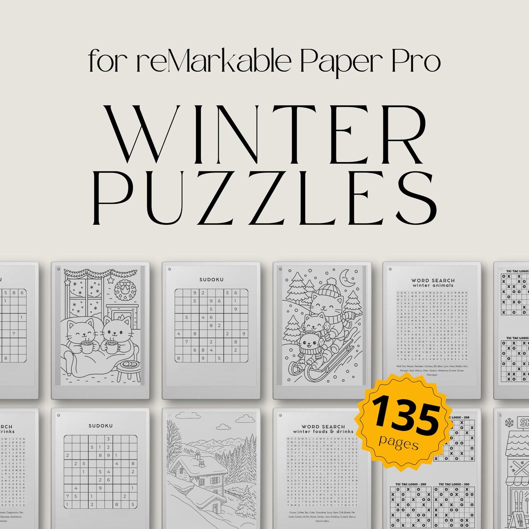 Winter Puzzle and Coloring Book for Remarkable Paper Pro: Cozy Winter ...