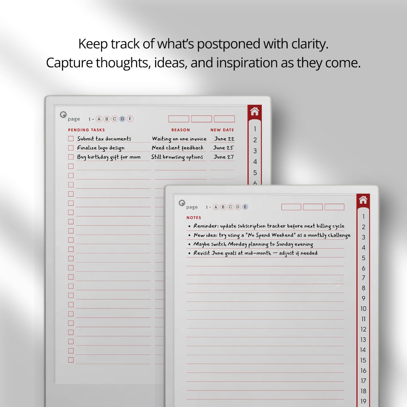 To Do List Notebooks for Remarkable Paper Pro, to Do List Templates ...