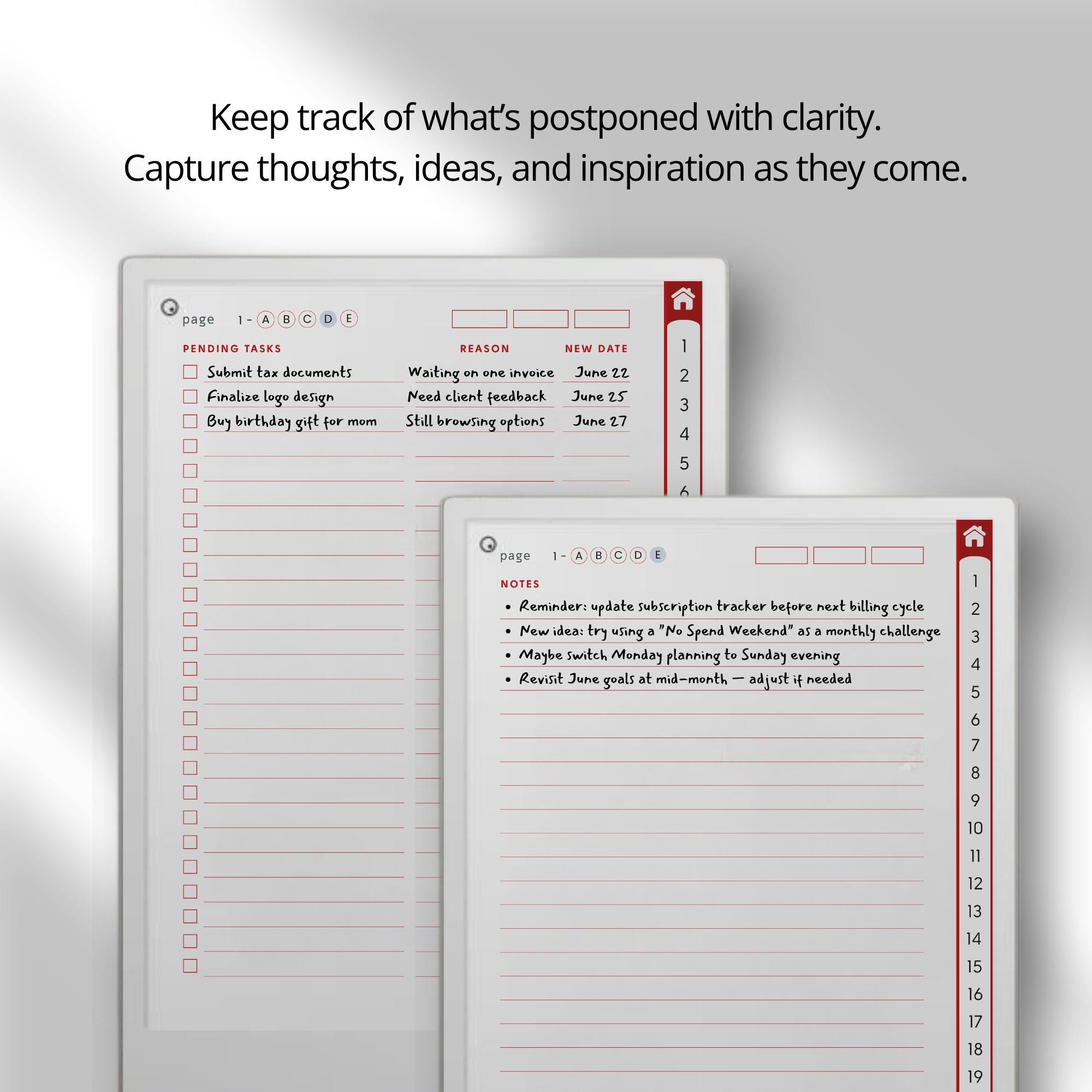 To Do List Notebooks for Remarkable Paper Pro, to Do List Templates ...
