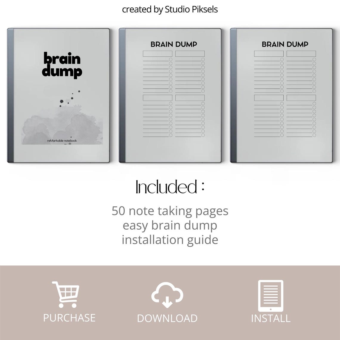 Brain Dump Template for Remarkable, Eink Brain Dump Template ...