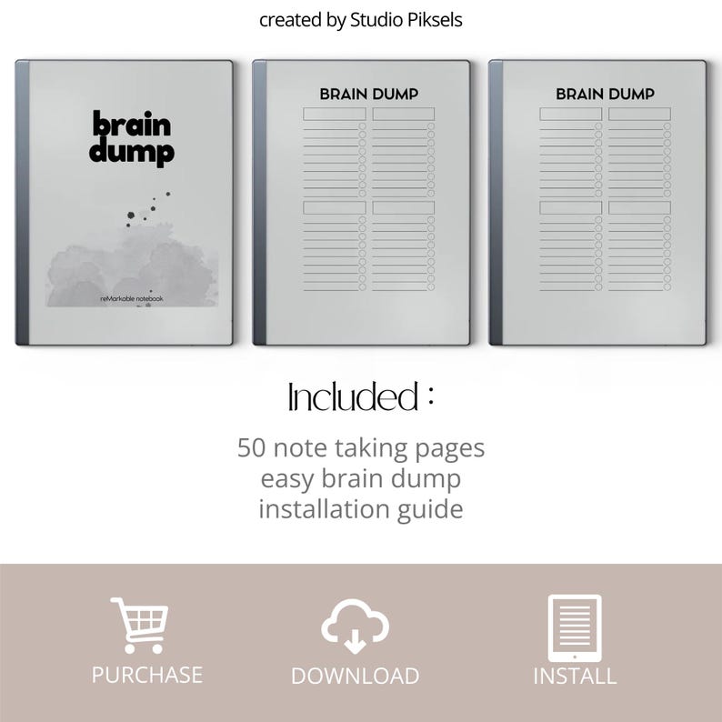Brain Dump Template for Remarkable, Eink Brain Dump Template, Productivity Bundle for Remarkable ...