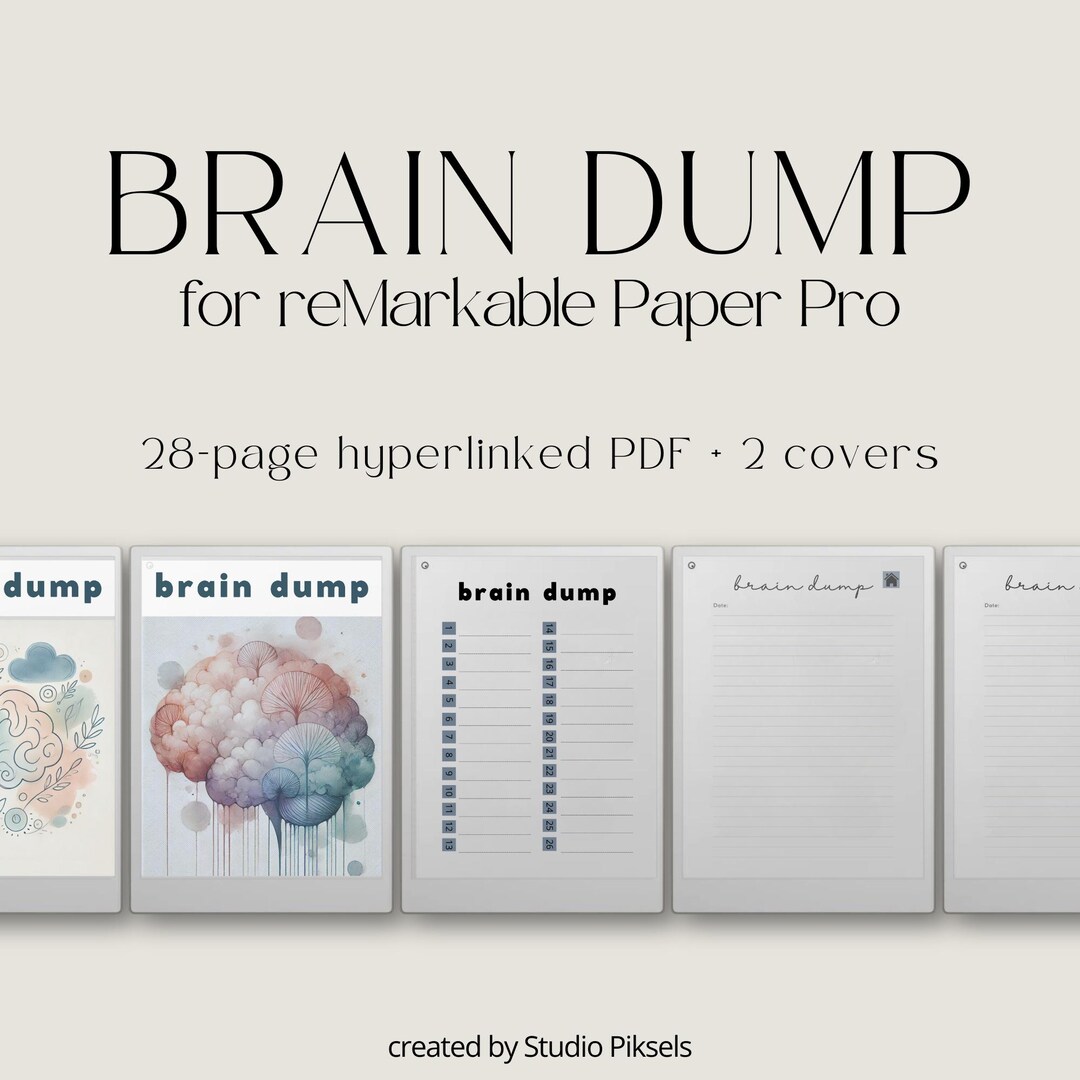 Hyperlinked Brain Dump Template for Remarkable Paper Pro, Notebook for ...