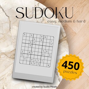 Sudoku Puzzle Book Bundle for Remarkable, Eink Adult Puzzle Book ...