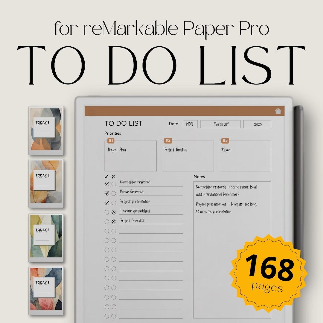 To Do List Notebooks for Remarkable Paper Pro, to Do List Templates ...
