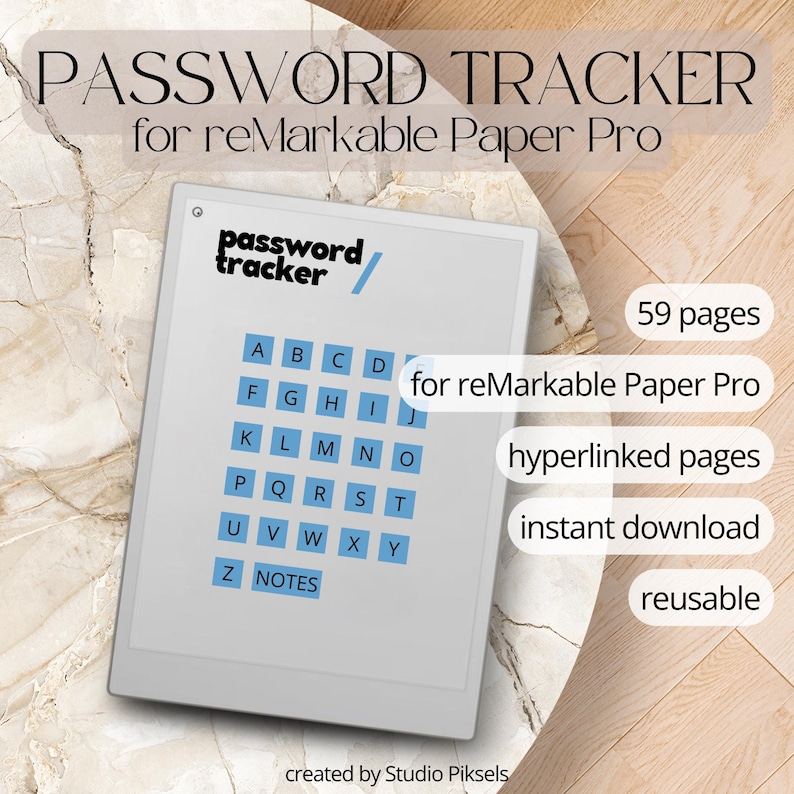 Password Tracker for Remarkable Paper Pro, Eink Password Manager ...