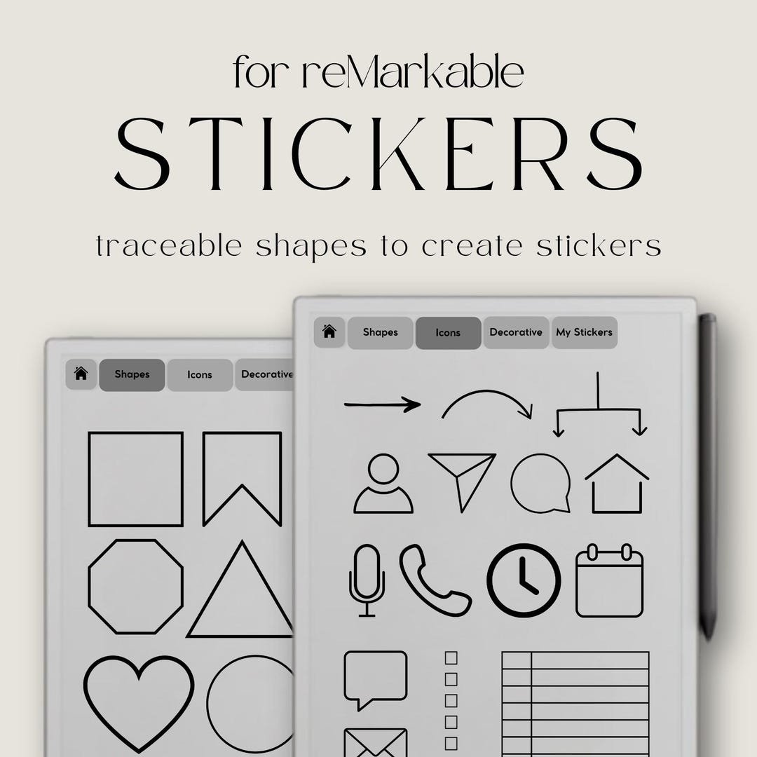 Custom Stickers for Remarkable, Traceable Visuals + Shapes for ...
