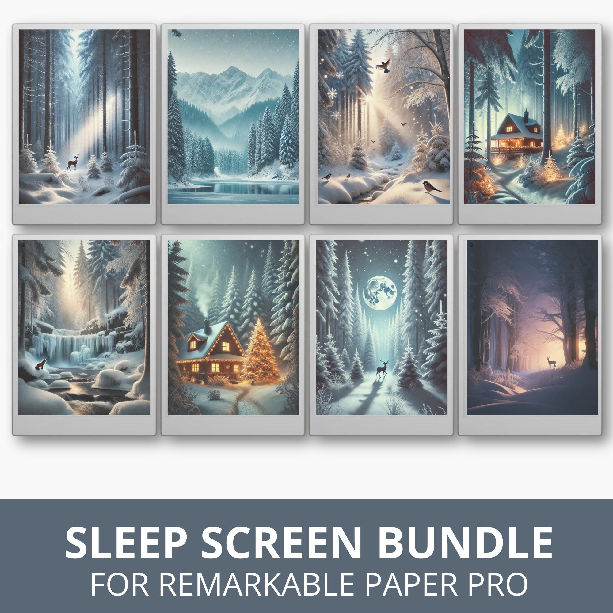 Sleep Screen Bundle for Remarkable Paper Pro Winter Scenes, Cover for ...