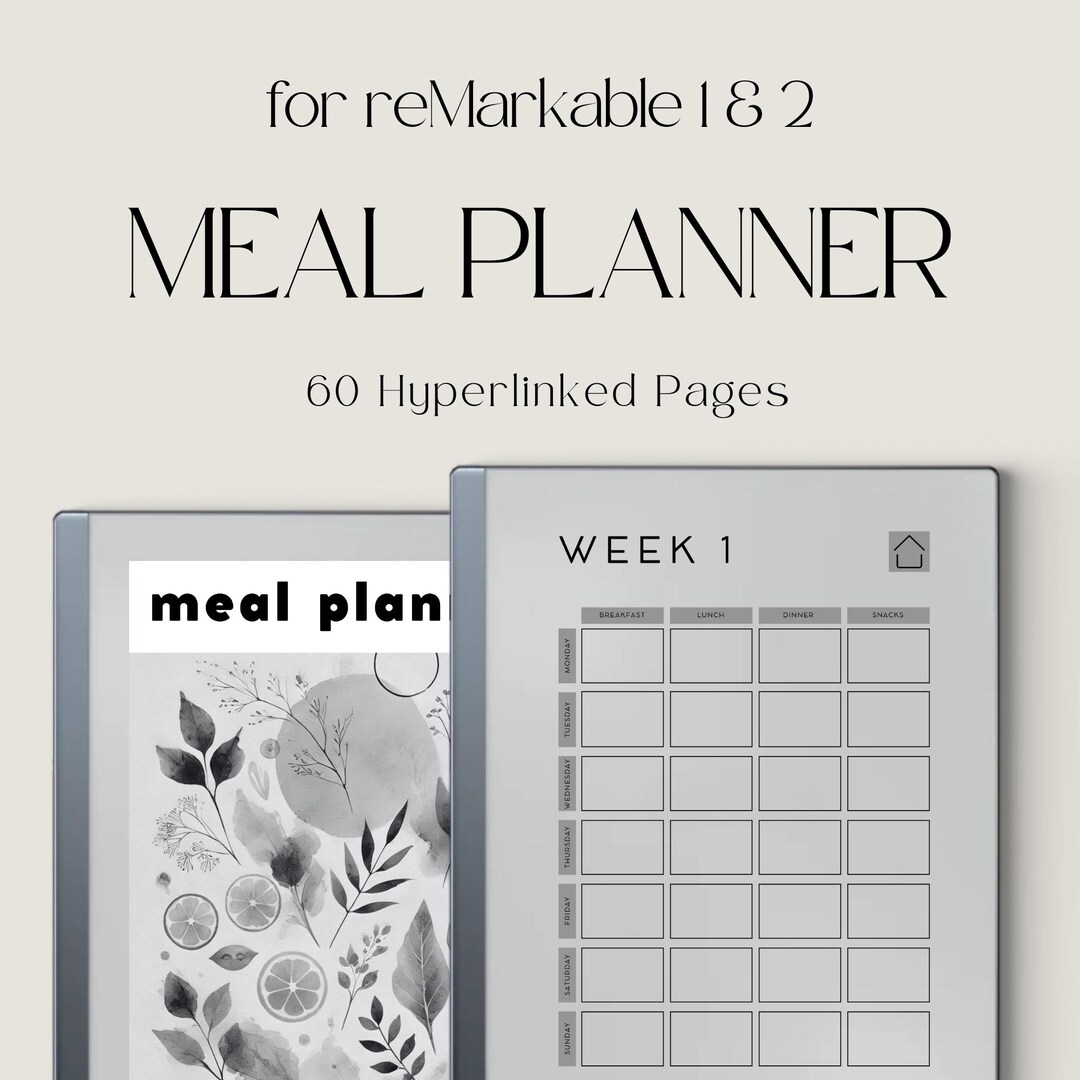 Hyperlinked Yearly Meal Planner for Remarkable 2 & 1, Eink Notebook ...