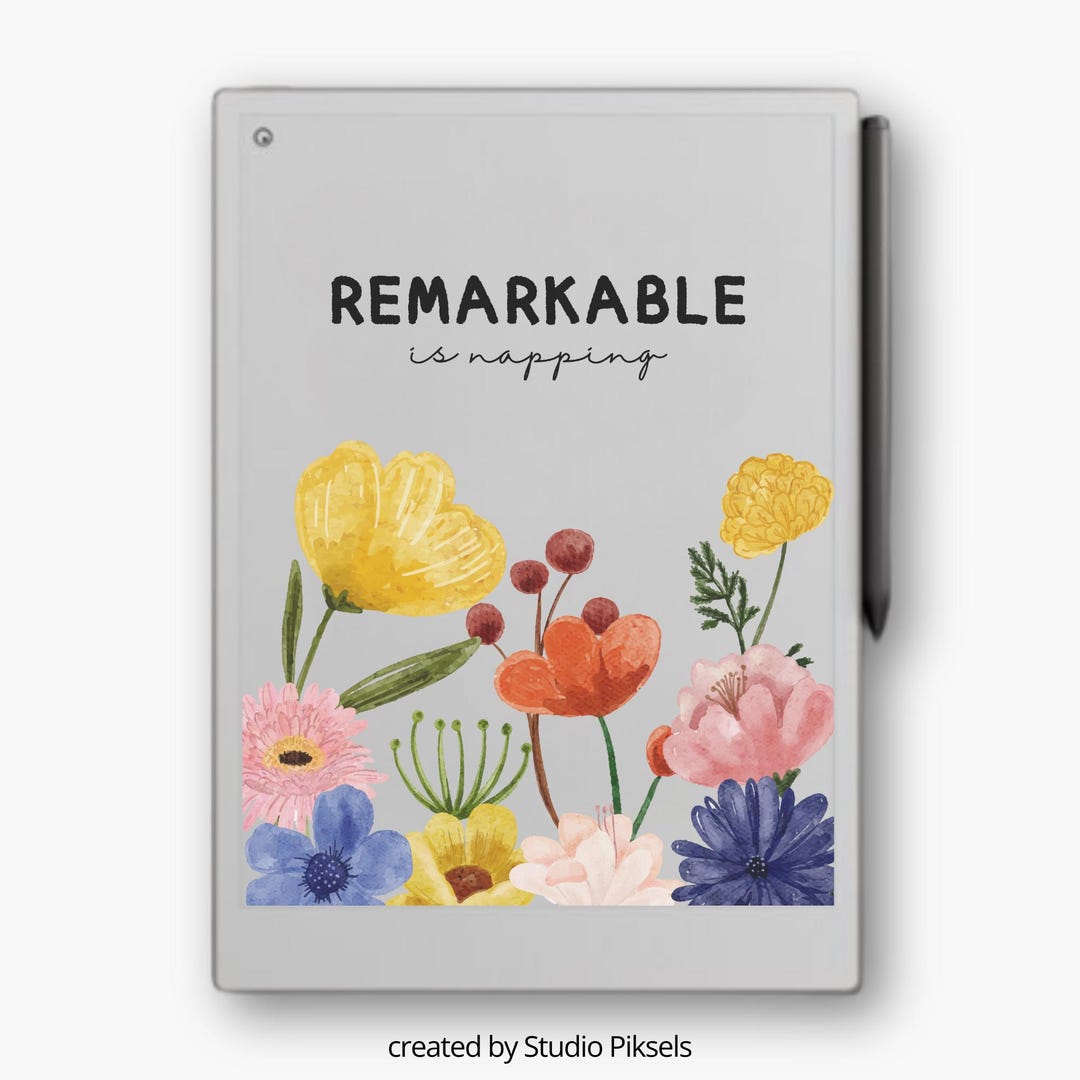 Sleep Screen for Remarkable Paper Pro With Flower Design, Cover for ...