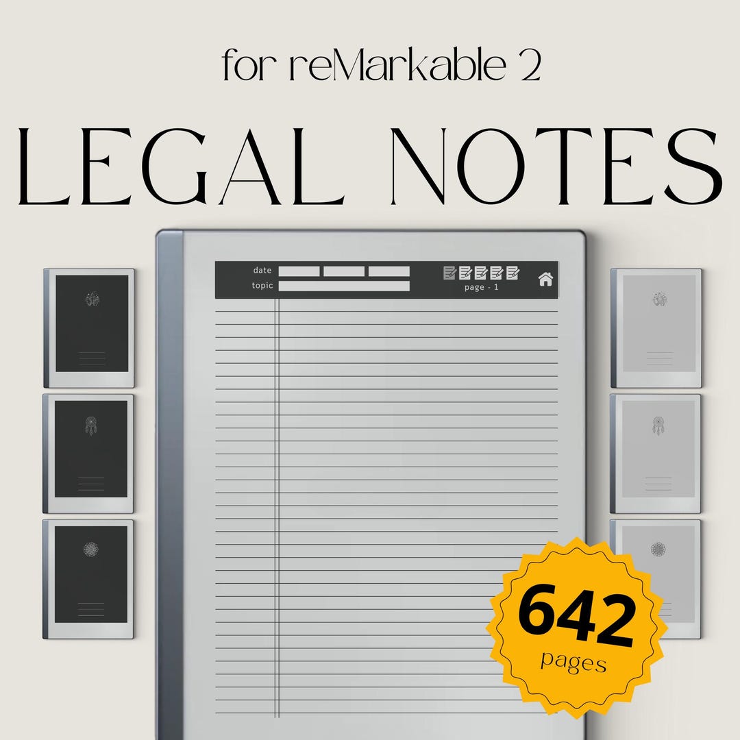 Legal Pad Paper Notebook for Remarkable, Custom Index, Lined Paper ...