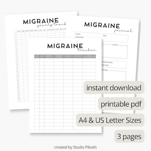 Migraine Tracker & Journal, Headache Diary, Migraine Printable ...