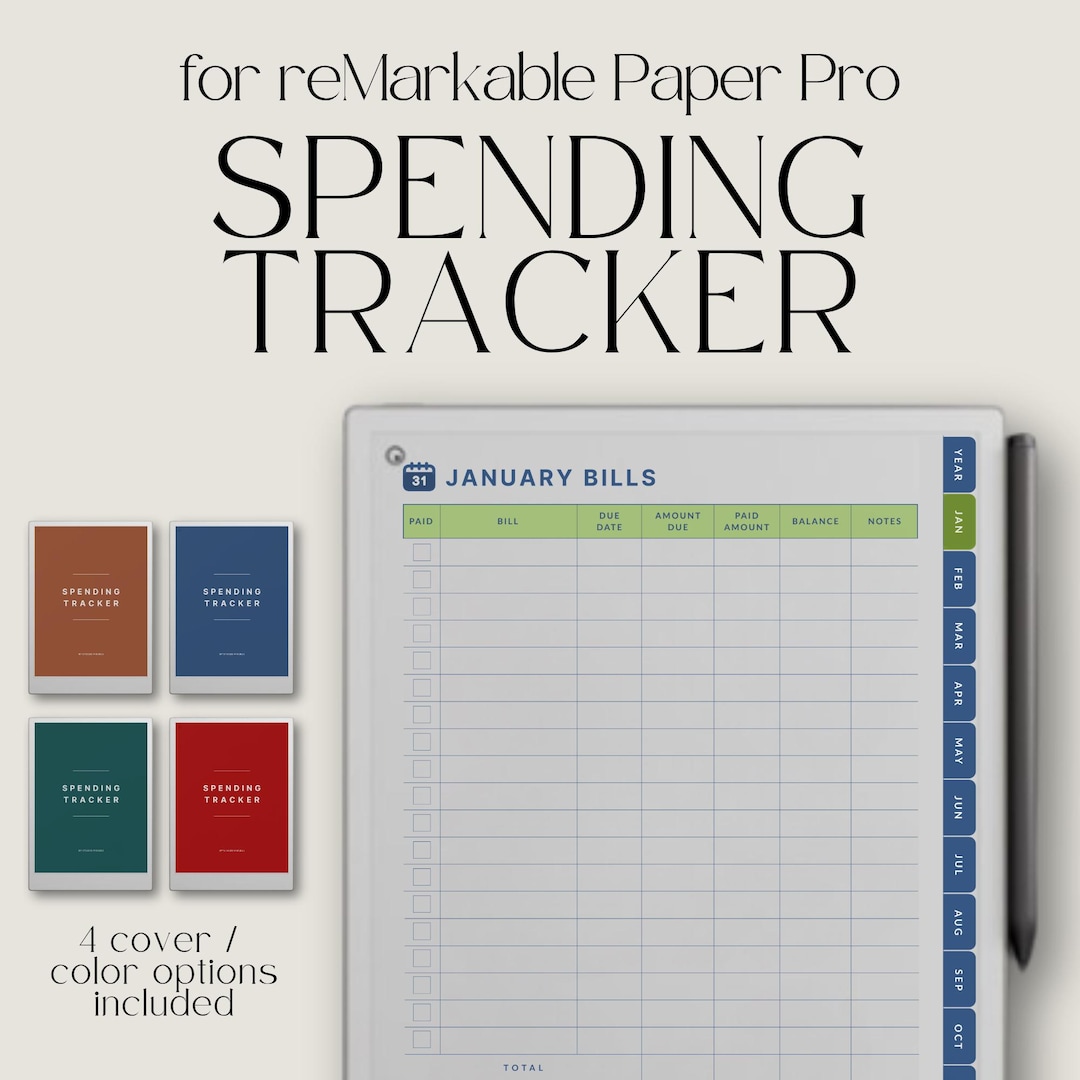 Spending Tracker for Remarkable Paper Pro, Bill Tracker, Payment ...
