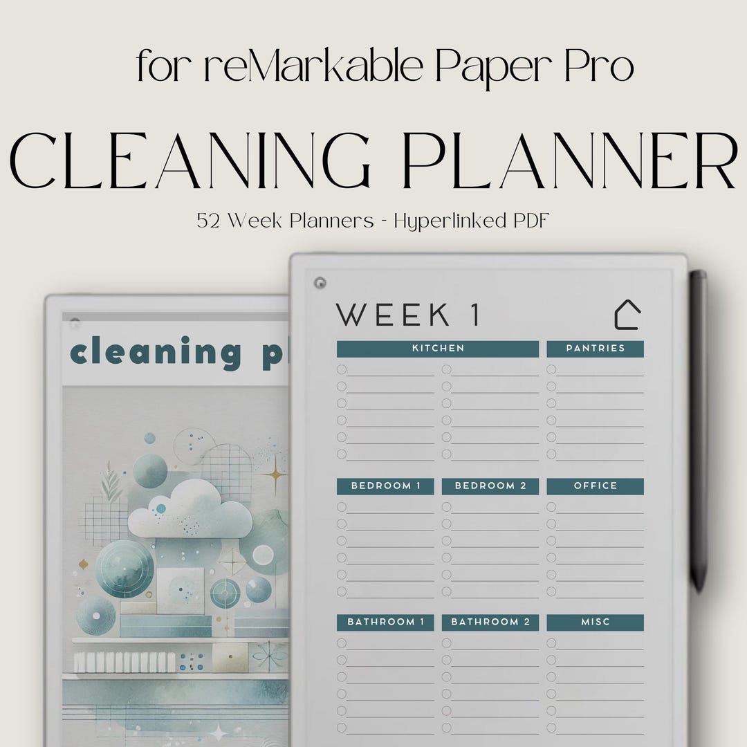 Weekly Cleaning Planner for Remarkable Paper Pro, Eink Digital Cleaning ...