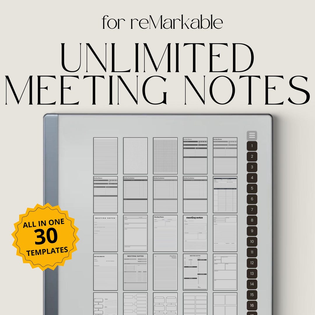 Unlimited Meeting Minutes Notebook for Remarkable 2, Meeting Notes ...