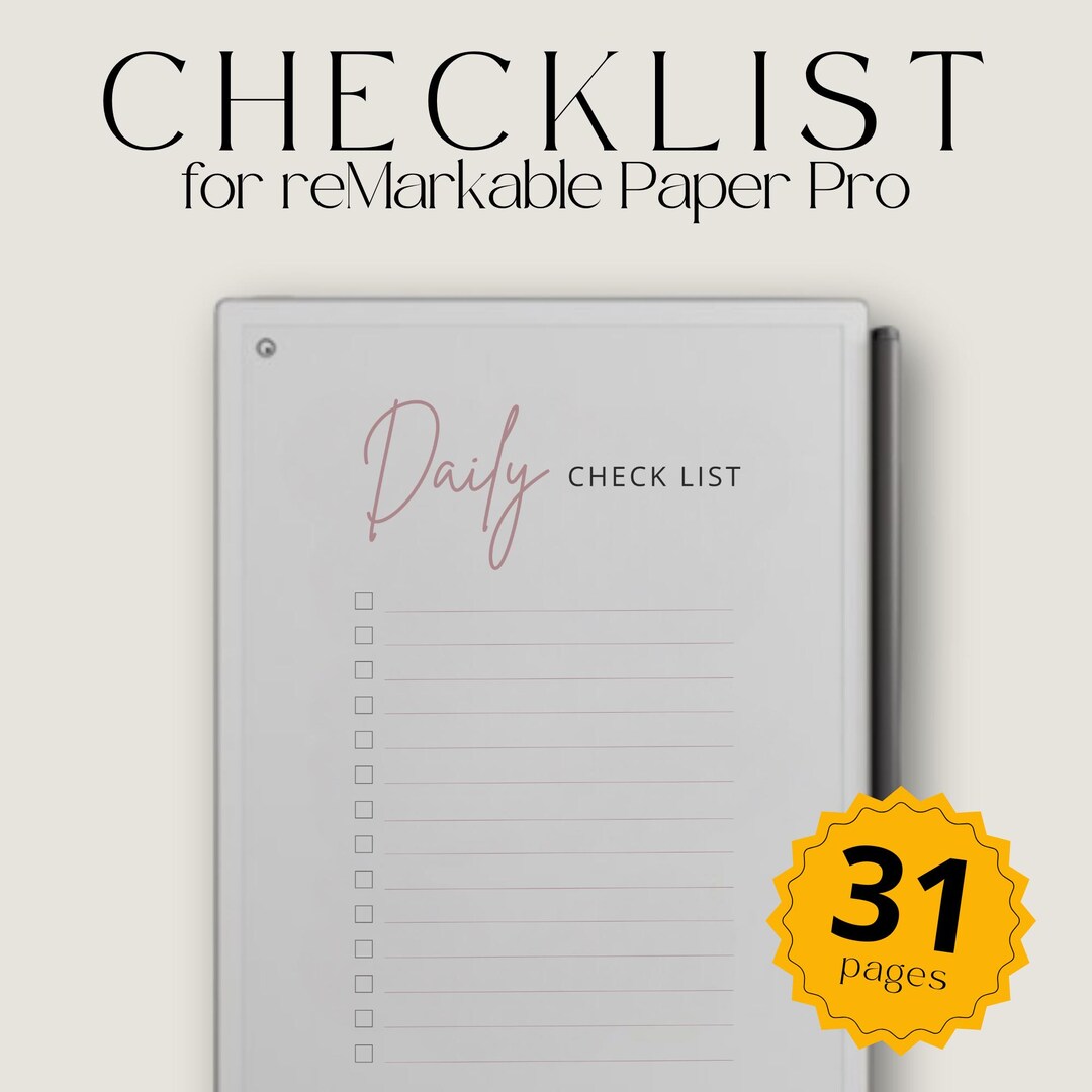 Daily Checklist Bundle for Remarkable Paper Pro, Checklist Template for ...