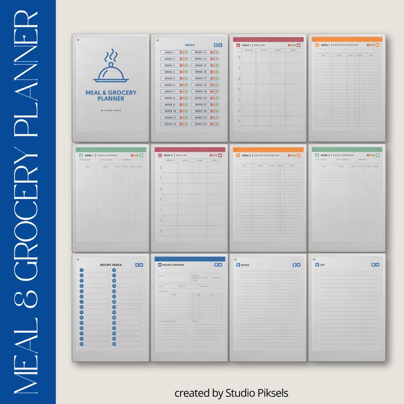 Food Planner for Remarkable Paper Pro: Interactive 24-week Meal ...