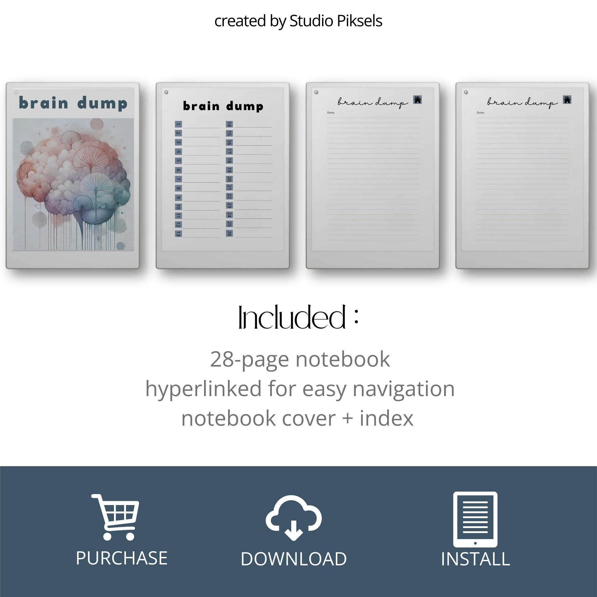 Hyperlinked Brain Dump Template for Remarkable Paper Pro, Notebook for ...