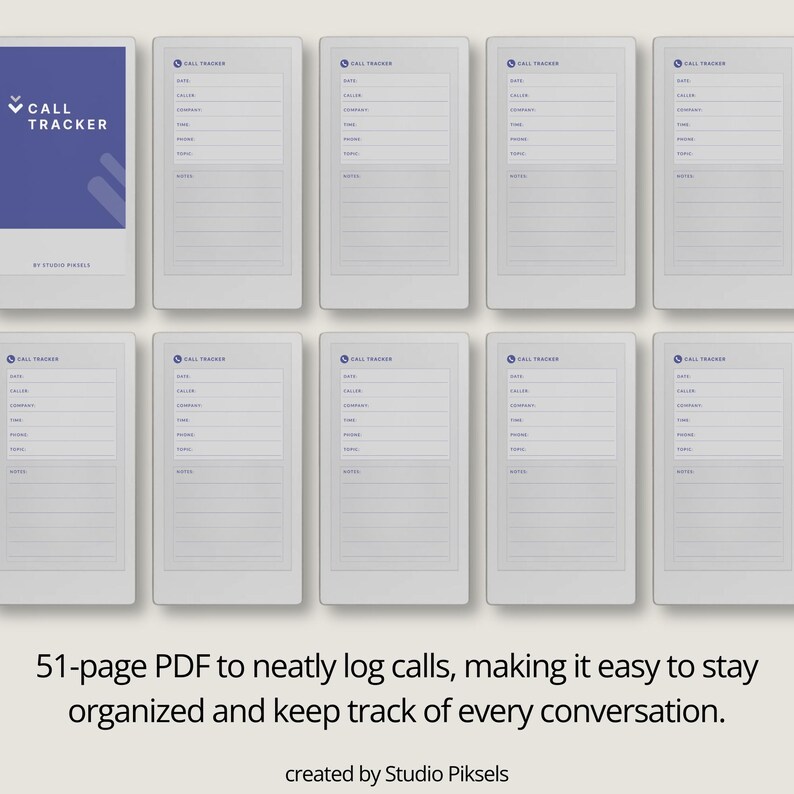 Phone Call Tracker for Remarkable Paper Pro Move, Phone Call Log Book ...