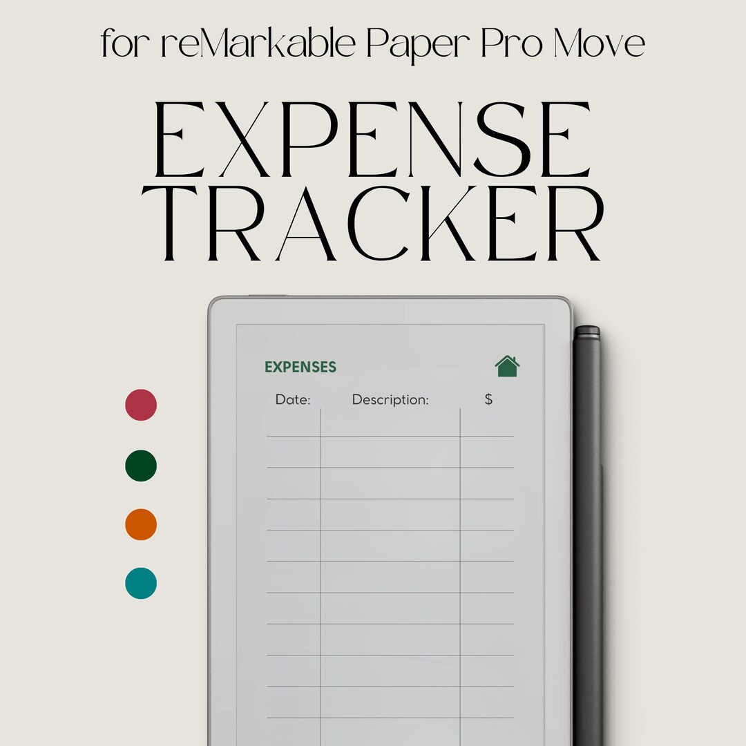 Expense Tracker Notebook for Remarkable Paper Pro Move: Hyperlinked ...