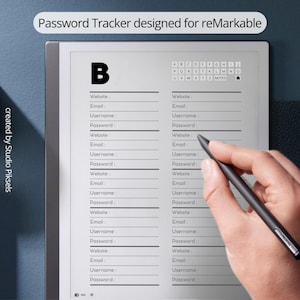 Password Tracker for Remarkable, Eink Password Manager, Hyperlinked ...