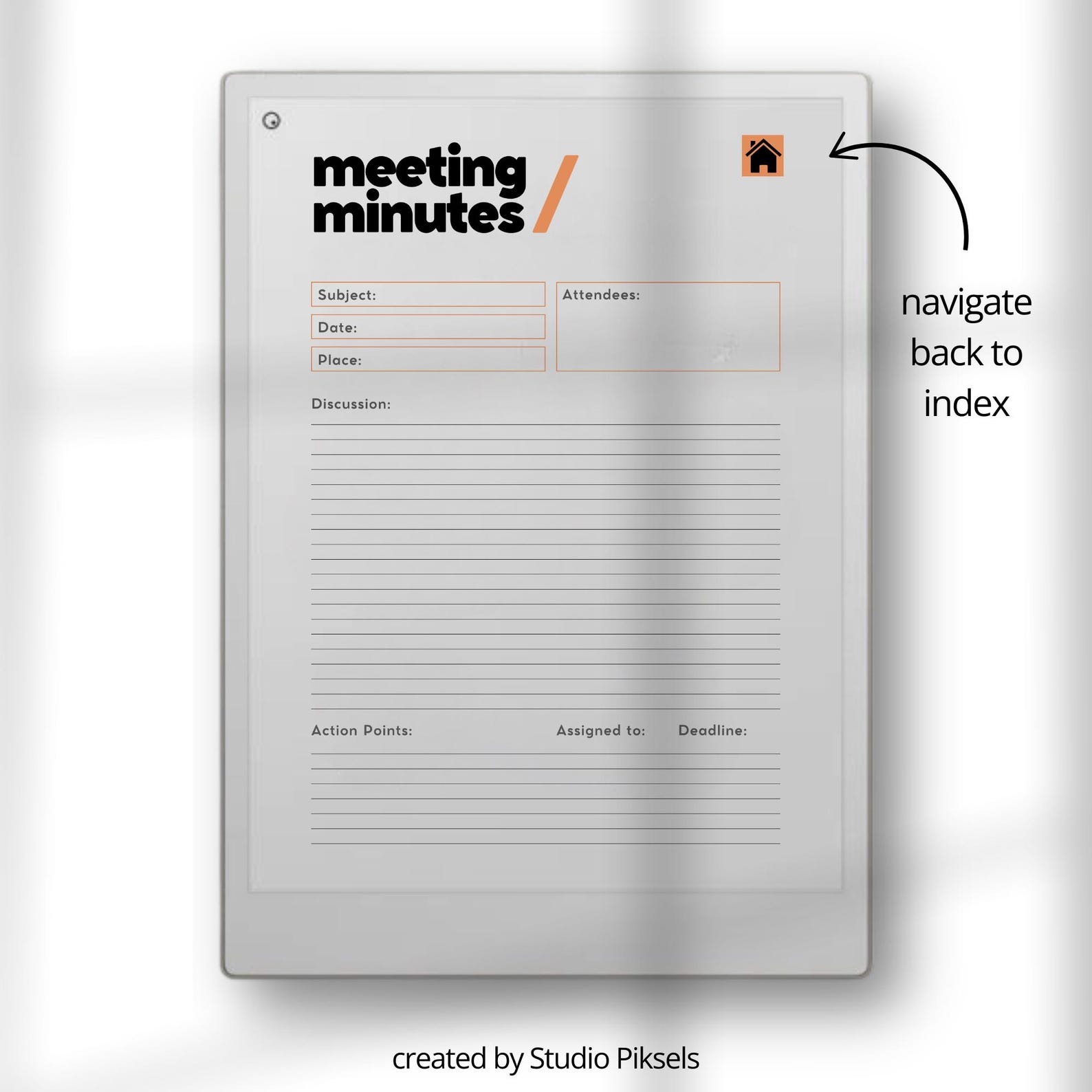 Hyperlinked Meeting Minutes Notebook for Remarkable Paper Pro, Meeting ...