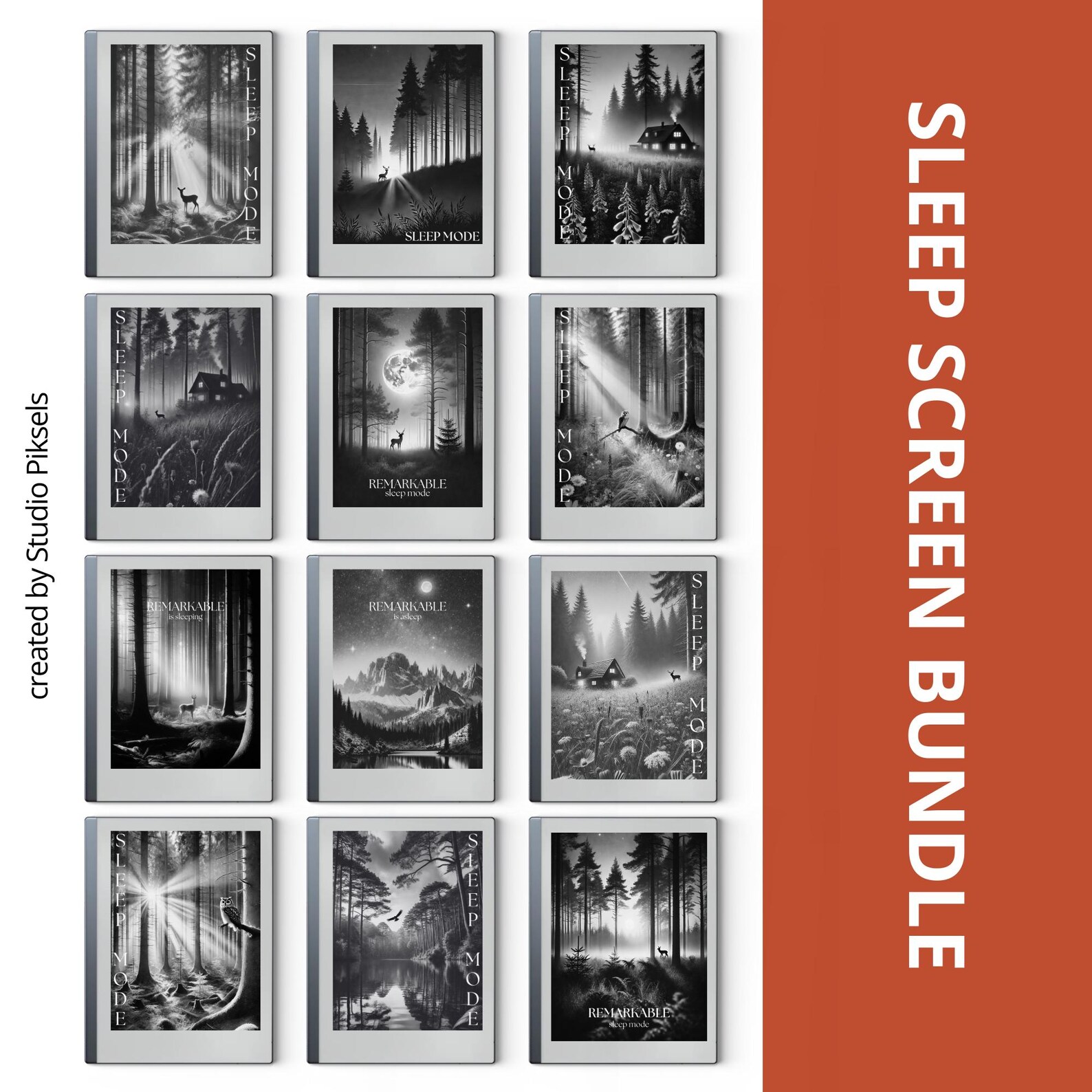 Sleep Screen Bundle for Remarkable 2 & 1 With Forest Scenes, Cover for ...